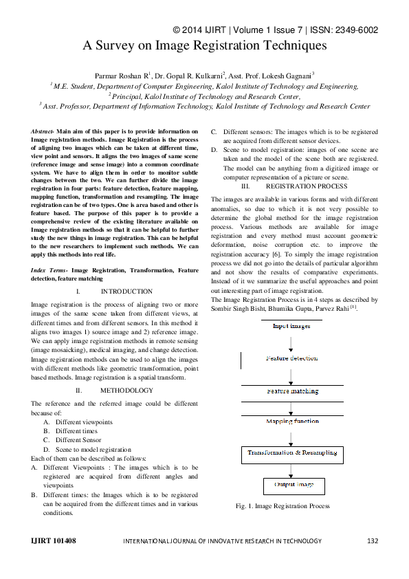 (PDF) A Survey on Image Registration Techniques
