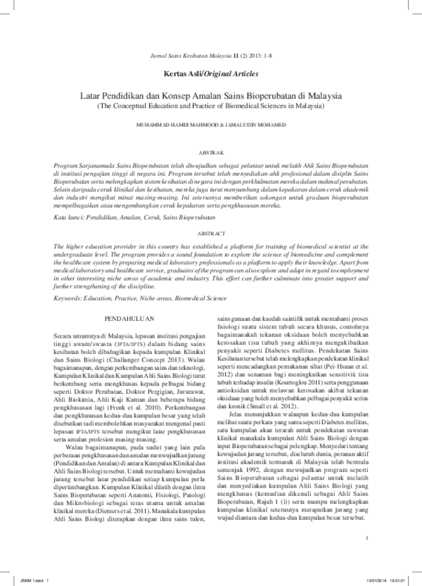 (PDF) The Conceptual Education and Practice of Biomedical Sciences in ...