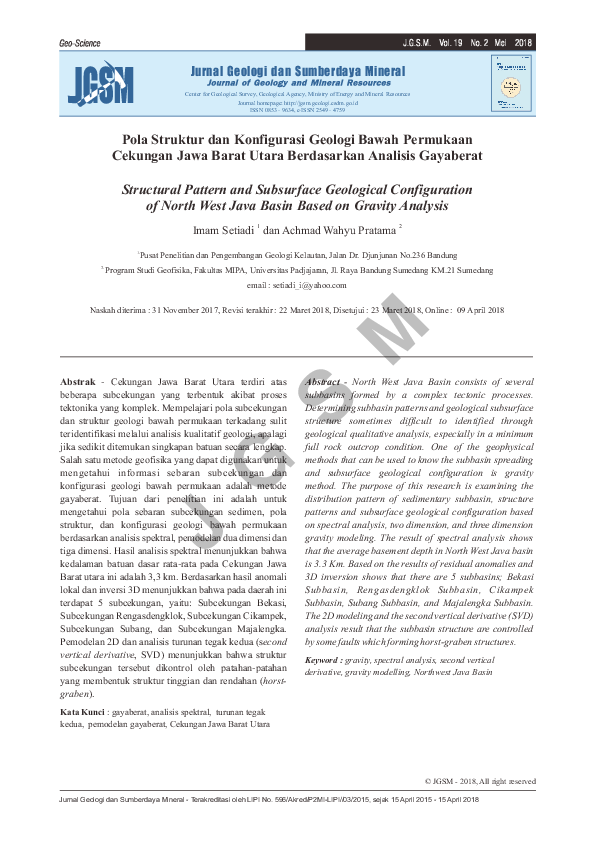 Pdf Structural Pattern And Subsurface Geological Configuration Of North West Java Basin Based