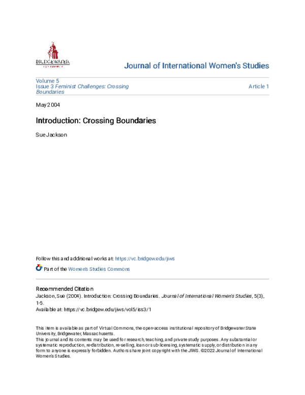 (PDF) Introduction: Crossing Boundaries