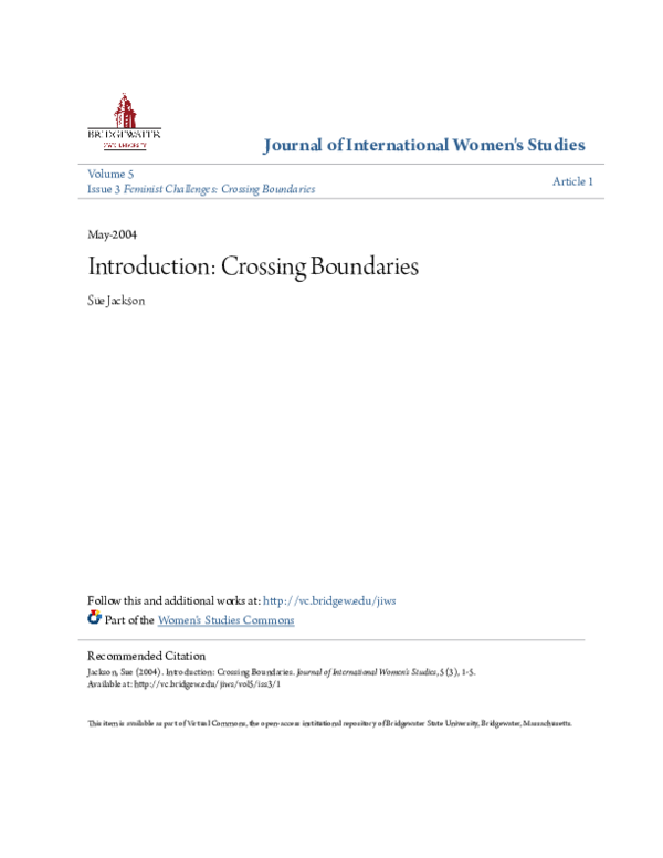 (PDF) Introduction: Crossing Boundaries