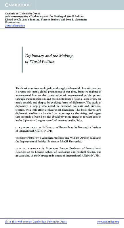 (PDF) Diplomacy and the Making of World Politics