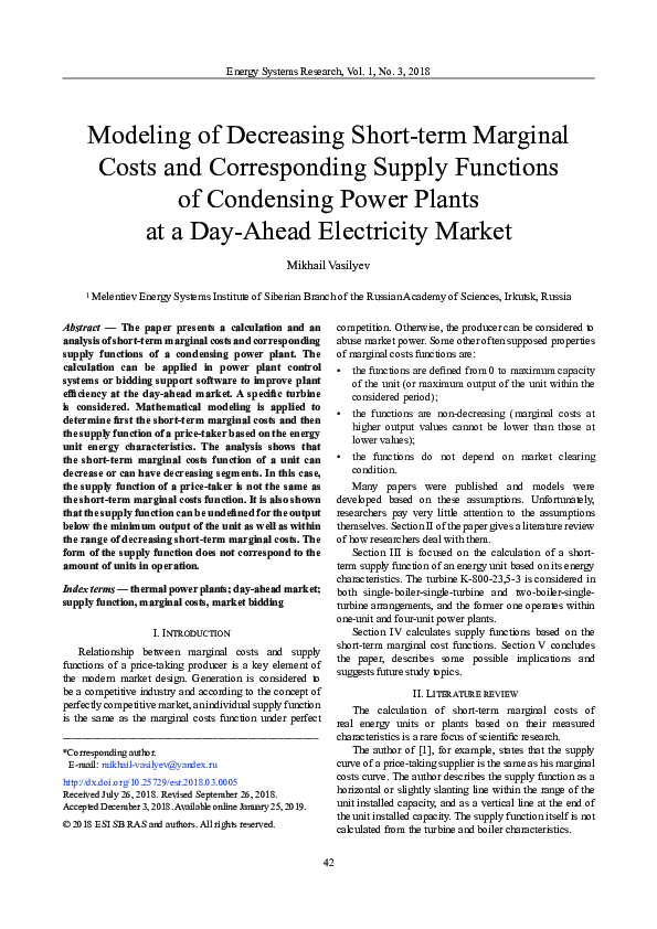 Pdf Short Term Forecasting Of Day Ahead Electricity Market Price