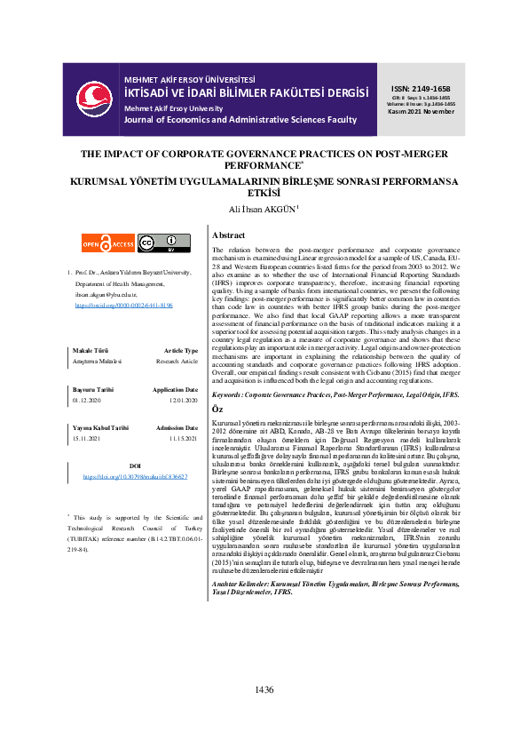 (PDF) Corporate Governance and Post-Merger Success