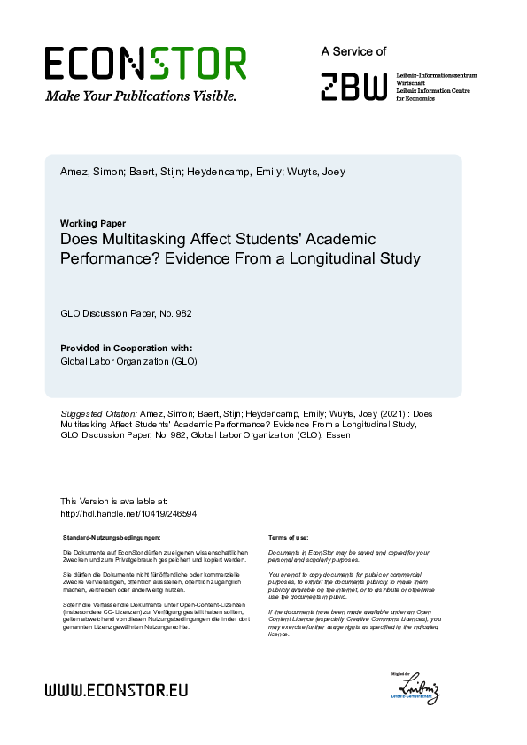 (PDF) Does Multitasking Affect Students' Academic Performance? Evidence ...