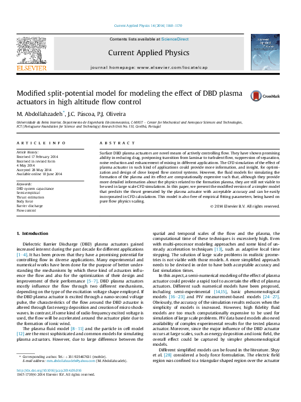 (PDF) Modified split-potential model for modeling the effect of DBD plasma actuators in high ...