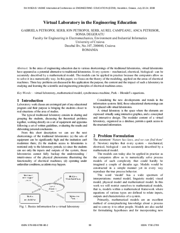 (PDF) Virtual laboratory in the engineering education