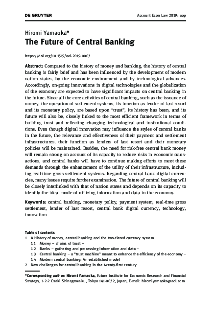 (PDF) The Future of Central Banking