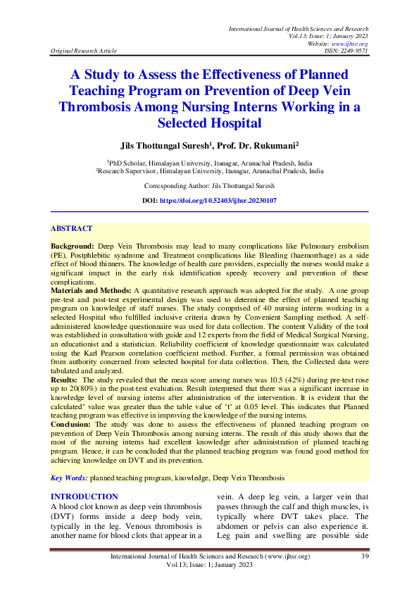 (PDF) A Study to Assess the Effectiveness of Planned Teaching Program ...