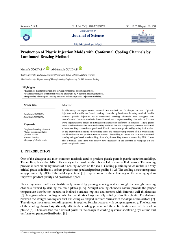 (PDF) Production of Plastic Injection Molds with Conformal Cooling ...