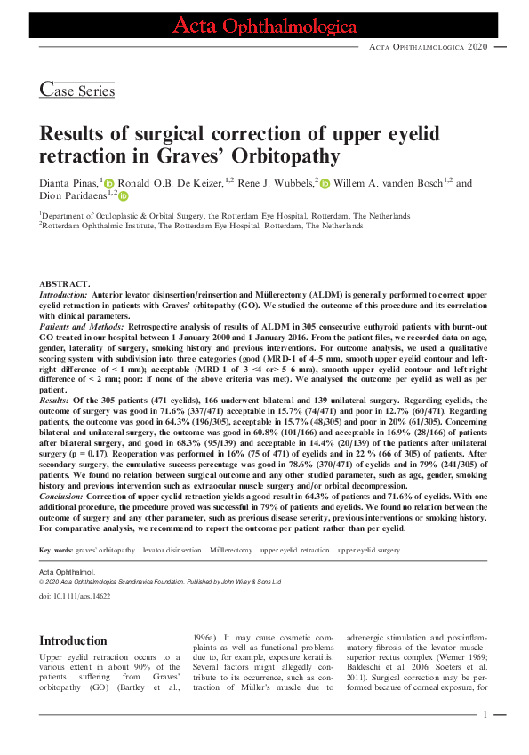 (PDF) Results of surgical correction of upper eyelid retraction in ...