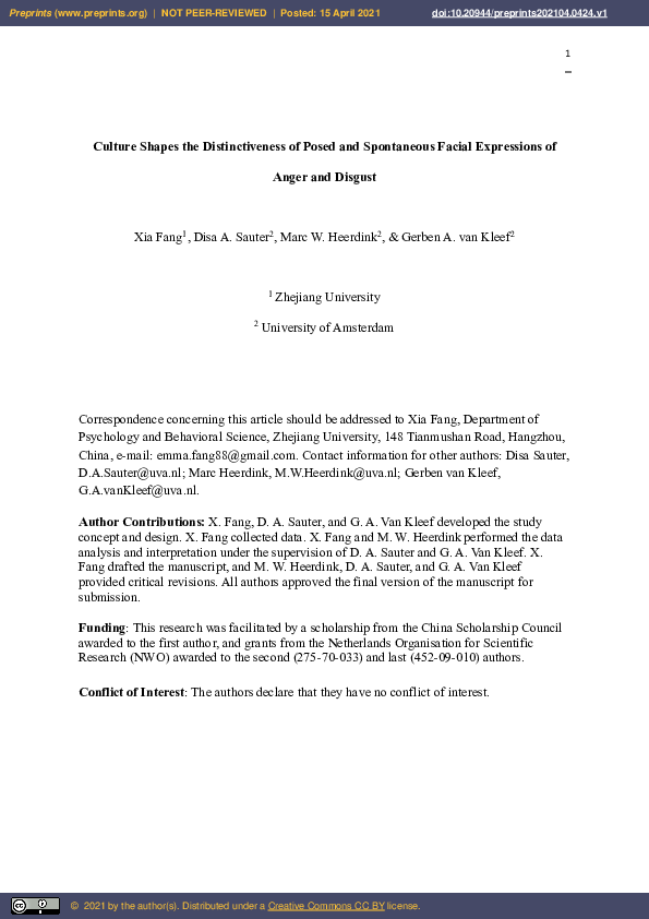 (PDF) Culture Shapes the Distinctiveness of Posed and Spontaneous ...
