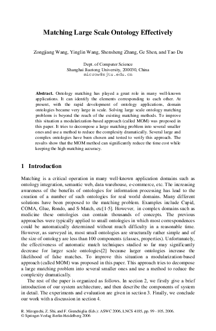 Pdf Matching Large Scale Ontology Effectively