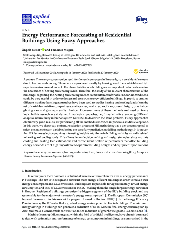(PDF) Fuzzy Logic Approaches for Forecasting Energy Use in Homes