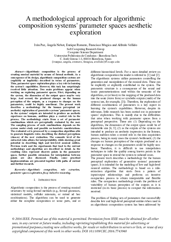 (PDF) A methodological approach for algorithmic composition systems ...