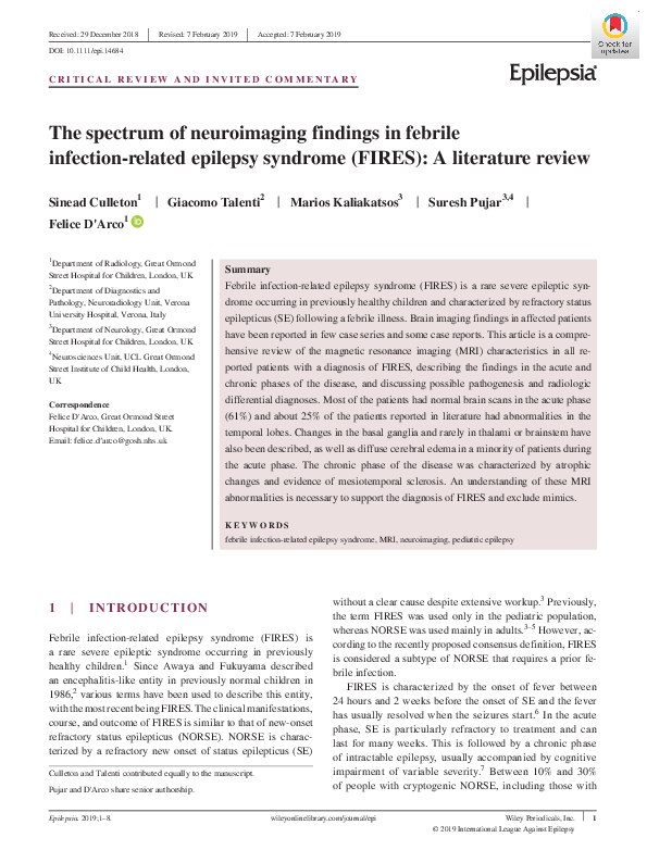(PDF) The spectrum of neuroimaging findings in febrile infection ...