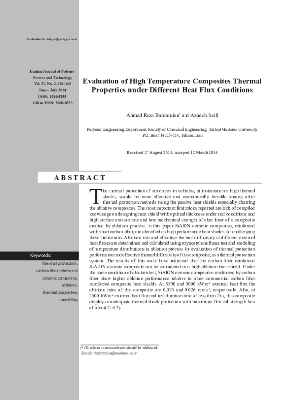 (PDF) Evaluation of High Temperature Composites Thermal Properties ...