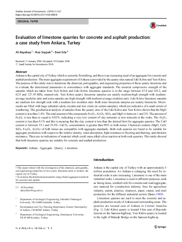 (PDF) Evaluation of limestone quarries for concrete and asphalt ...