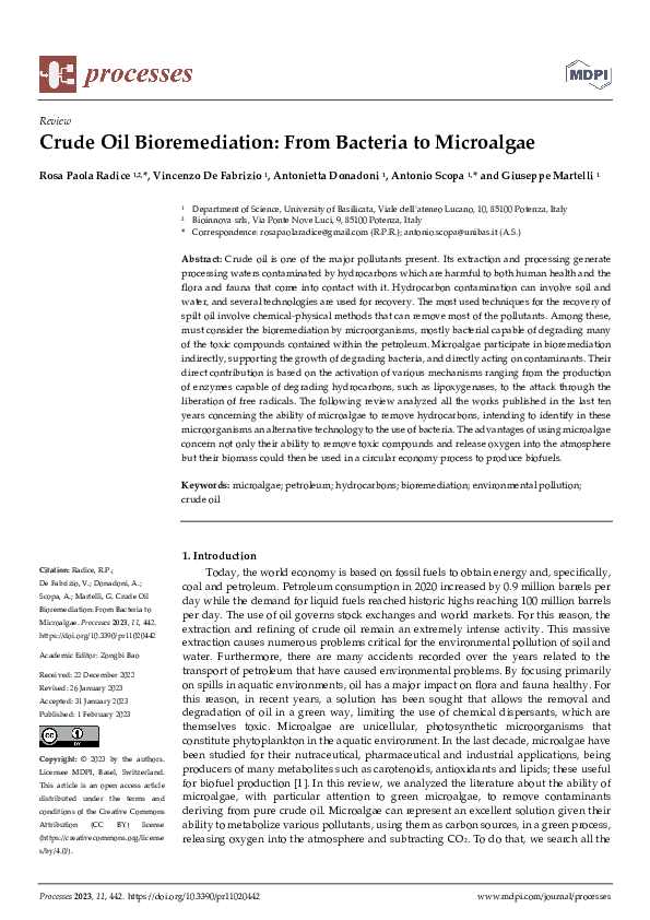 (PDF) Crude Oil Bioremediation: From Bacteria to Microalgae
