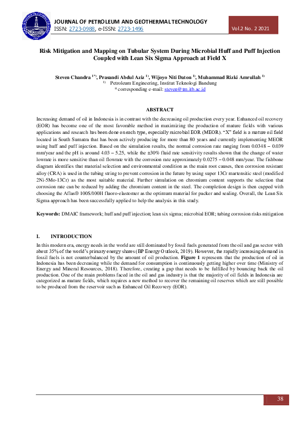 (PDF) Risk Mitigation and Mapping on Tubular System During Microbial Huff and Puff Injection ...