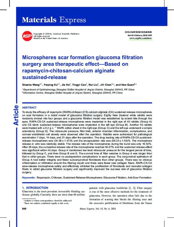 (PDF) Microspheres scar formation glaucoma filtration surgery area ...