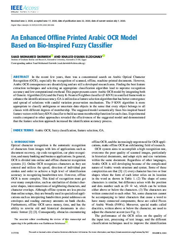 (PDF) An Enhanced Offline Printed Arabic OCR Model Based on Bio ...