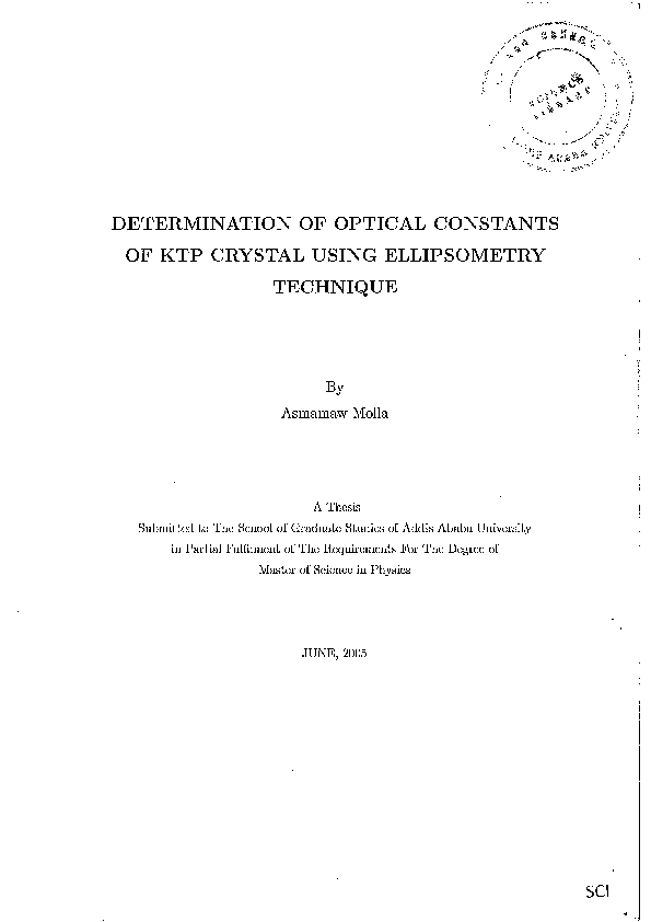 (PDF) Determination of Optical Constants of Ktp Crystal using ...