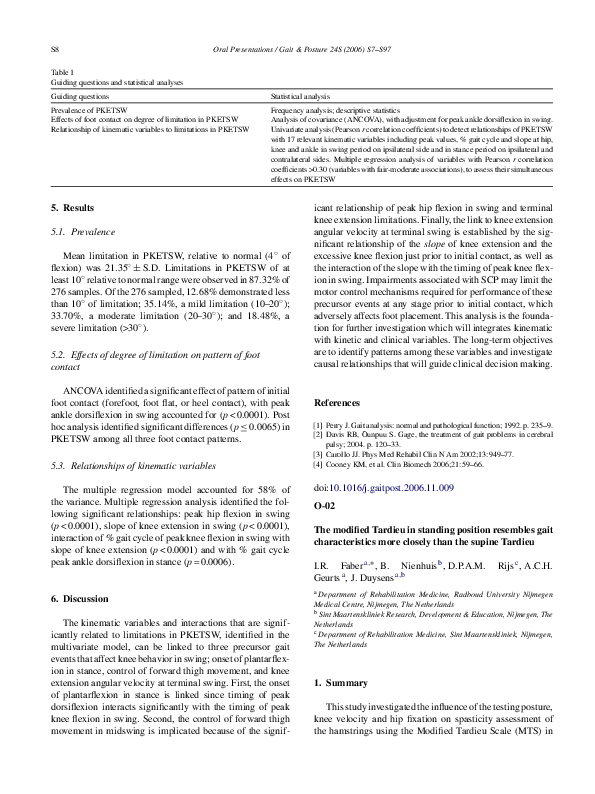 (PDF) The modified Tardieu in standing position resembles gait ...