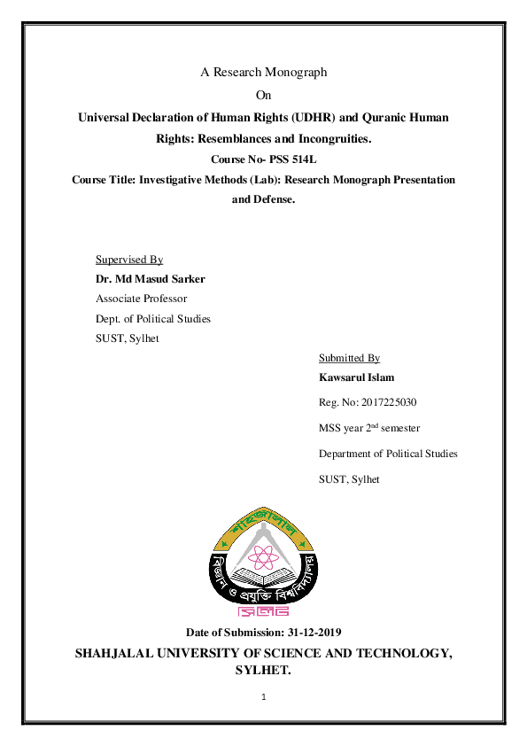 (PDF) Universal Declaration of Human Rights (UDHR) and Quranic Human ...