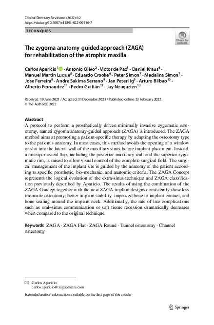 (PDF) The zygoma anatomy-guided approach (ZAGA) for rehabilitation of ...