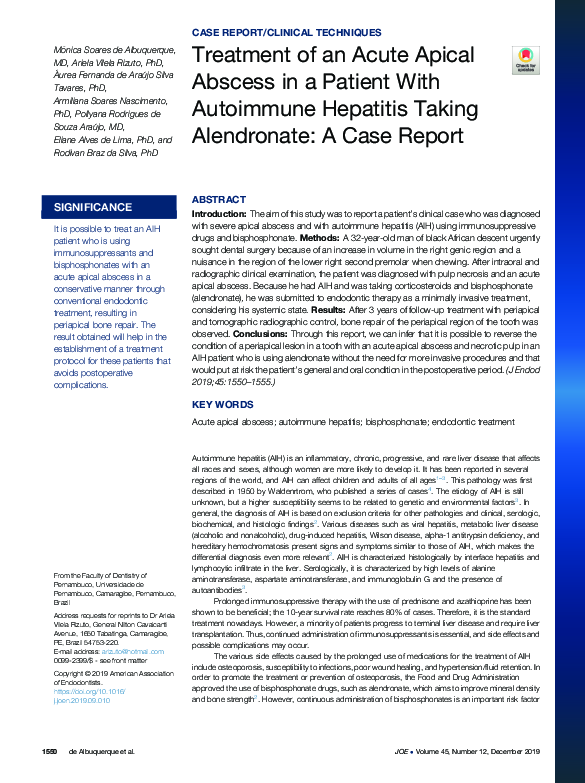 (PDF) Treatment of an Acute Apical Abscess in a Patient With Autoimmune Hepatitis Taking ...