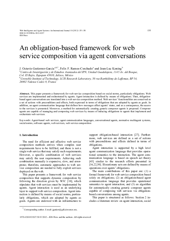 (PDF) An obligation-based framework for web service composition via agent conversations