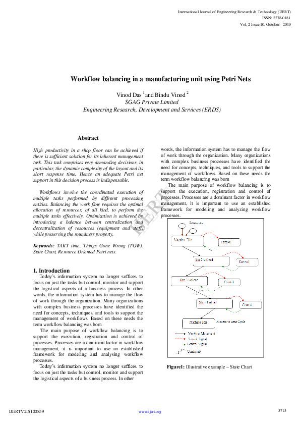 (PDF) Workflow balancing in a manufacturing unit using Petri Nets