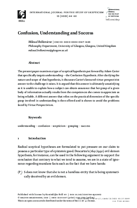 (PDF) Confusion, Understanding and Success