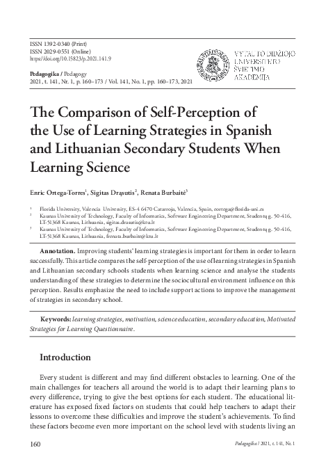 (PDF) The Comparison of Self-Perception of the Use of Learning ...