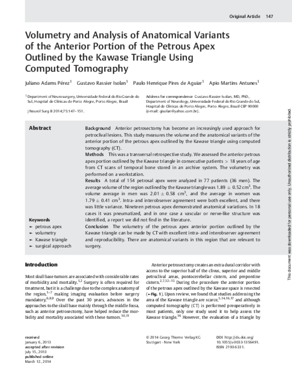 (PDF) Volumetry and Analysis of Anatomical Variants of the Anterior ...