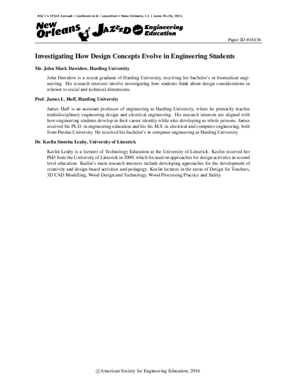 (PDF) Investigating How Design Concepts Evolve in Engineering Students ...