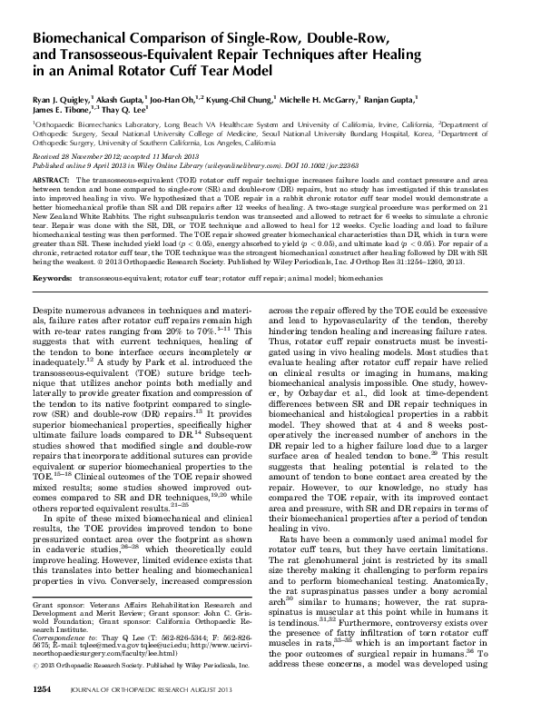 (PDF) Biomechanical comparison of single-row, double-row, and ...