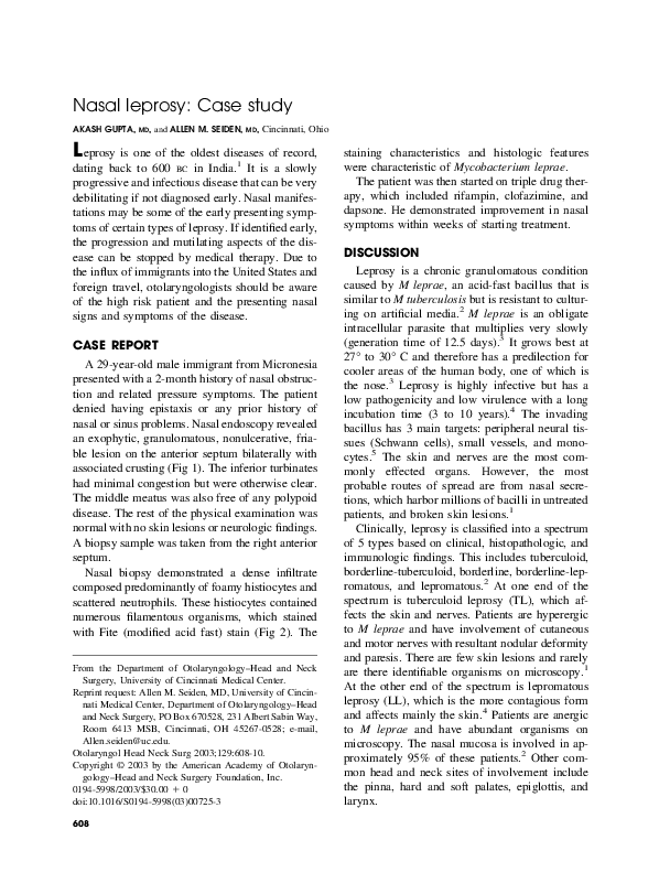 (PDF) Nasal leprosy: case study