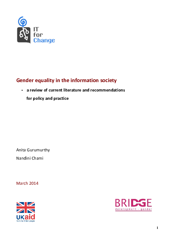 (PDF) Gender equality in the information society-a review of current ...