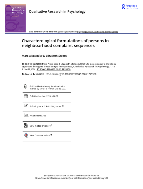 (PDF) Characterological formulations of persons in neighbourhood ...