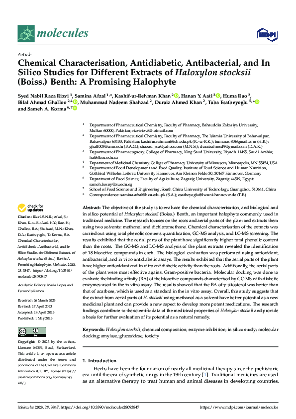 (PDF) Chemical Characterisation, Antidiabetic, Antibacterial, and In ...