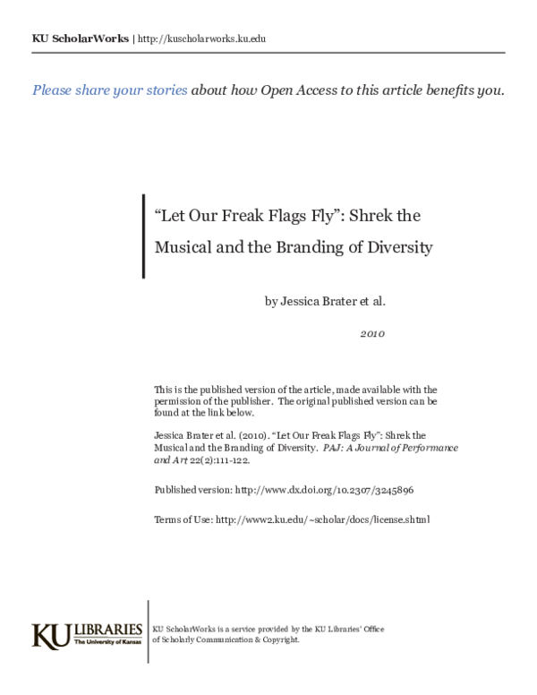 (PDF) “Let Our Freak Flags Fly”: Shrek the Musical and the Branding of ...