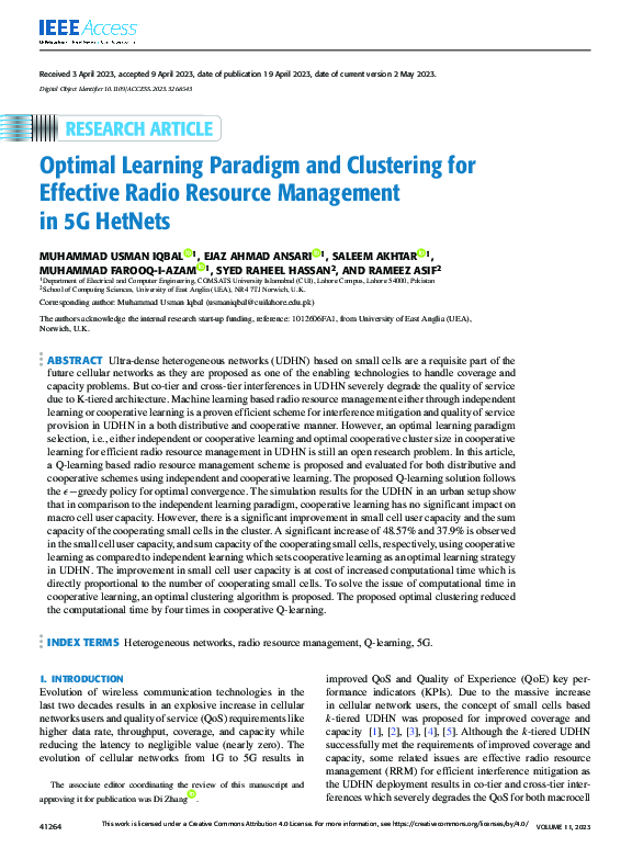 (PDF) Optimal Learning Paradigm and Clustering for Effective Radio Resource Management in 5G HetNets