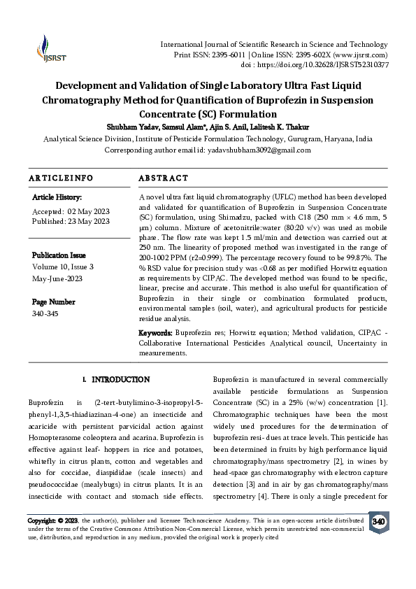 (PDF) Development and Validation of Single Laboratory Ultra Fast Liquid Chromatography Method ...