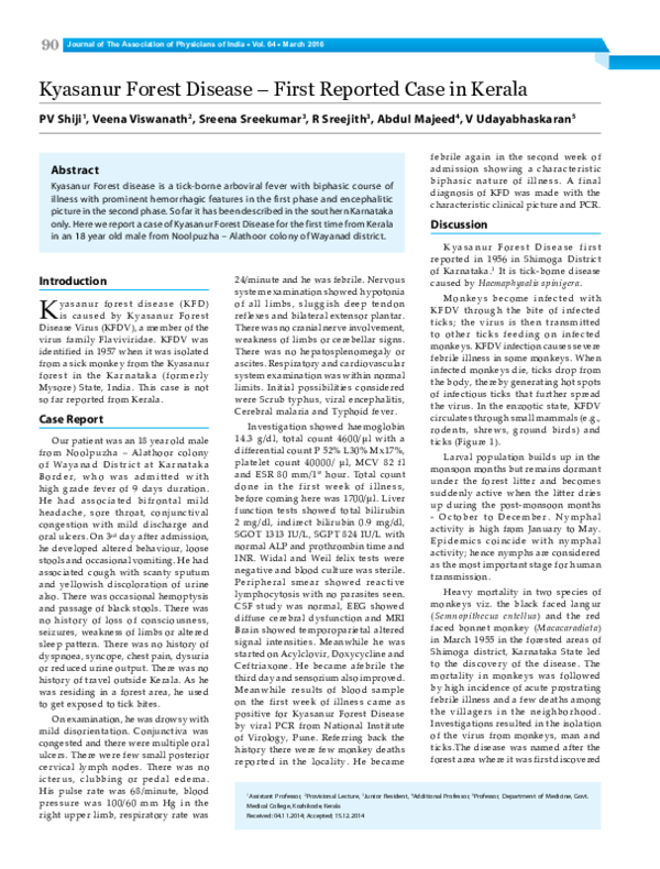 (PDF) Kyasanur Forest Disease - First Reported Case in Kerala