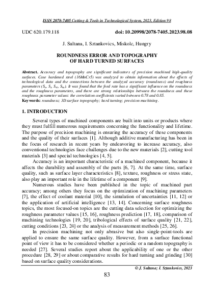 (PDF) Roundness Error and Topography of Hard Turned Surfaces