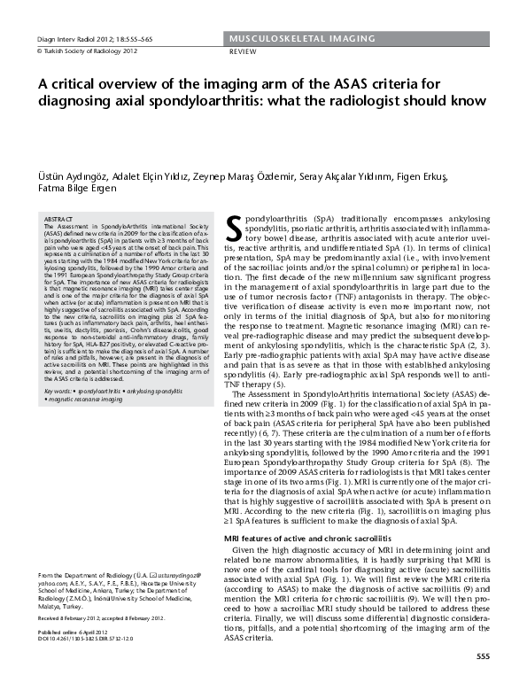 (PDF) A critical overview of the imaging arm of the asas criteria for ...