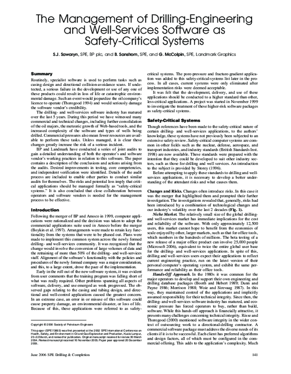 (PDF) The Management of Drilling-Engineering and Well-Services Software ...