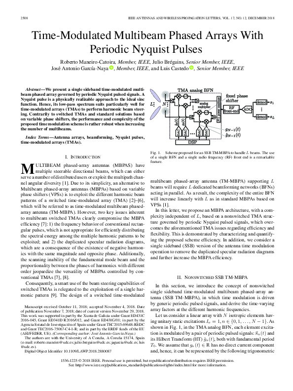 (PDF) Time-Modulated Multibeam Phased Arrays With Periodic Nyquist Pulses